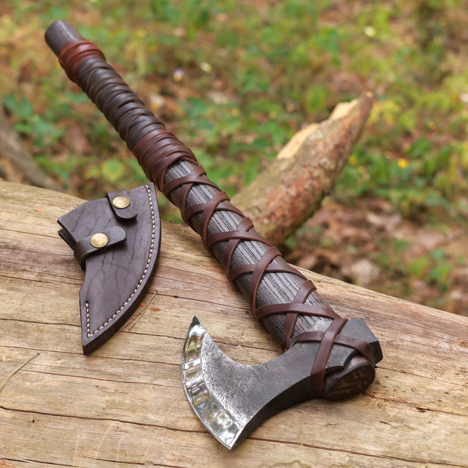 Nordic axe "Ares" | Functional Viking Axe with leather