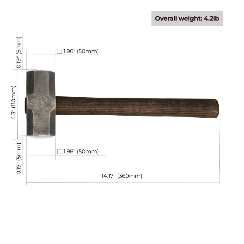 Double headed round hammer with round flat faces - Blacksmith′s flat s