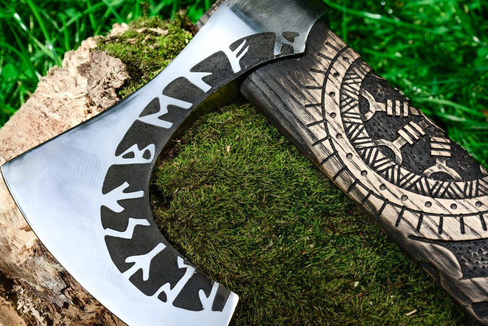 Hand forged axe “OTHALA” with leather cover