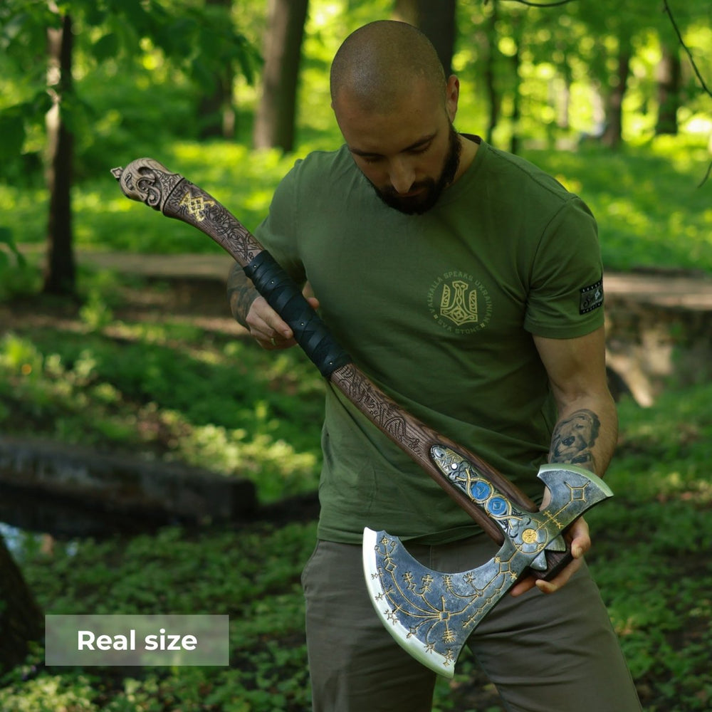 Hand-forged Leviathan Axe with Carved Handle | Kratos Axe