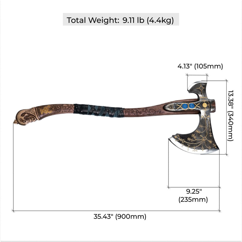 Hand-forged Leviathan axe with leather wrap "Ragnarok Kratos axe"