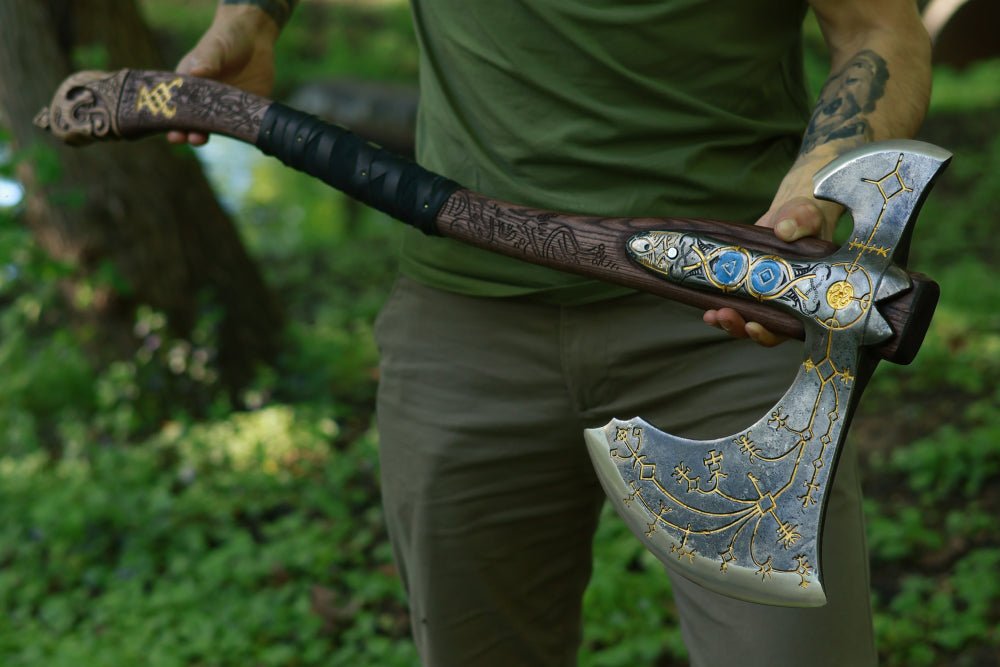 Hand-forged Leviathan Axe with Carved Handle | Kratos Axe