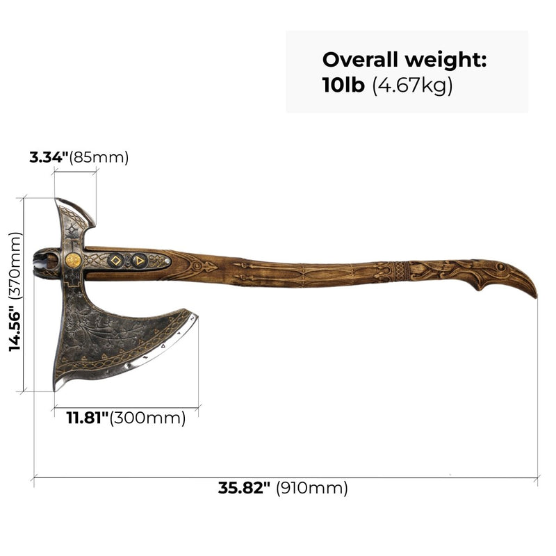 Handcrafted Leviathan axe with leather cover and glow in the dark rune