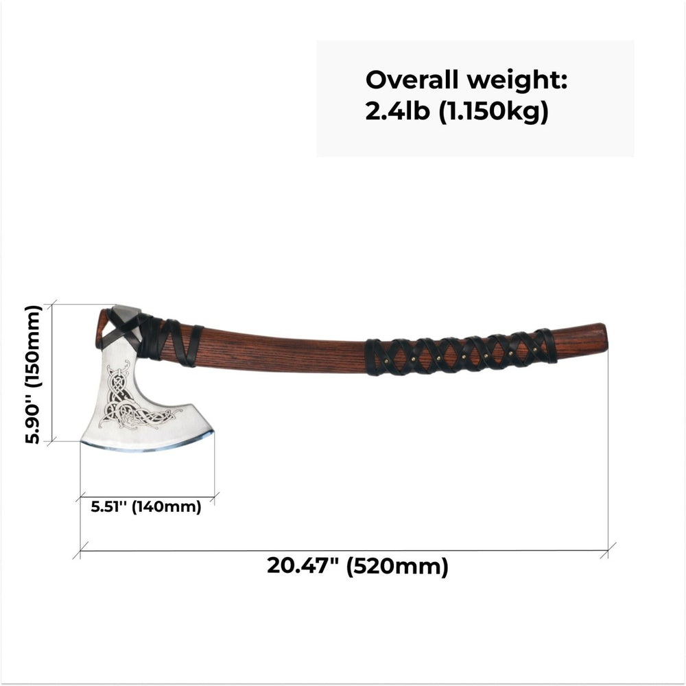 Handmade Norse axe ''Njord" with gently leather wrap