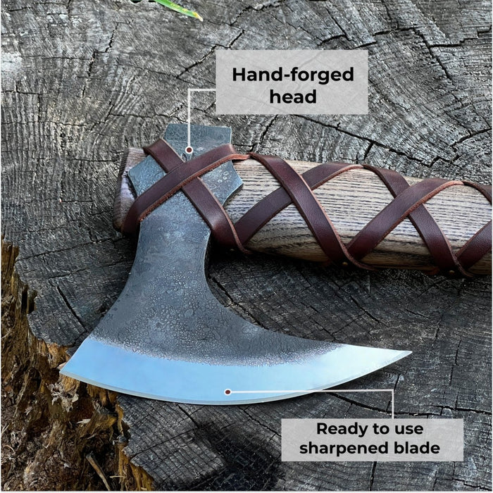 Nordic axe "Ares" | Functional Viking Axe with leather