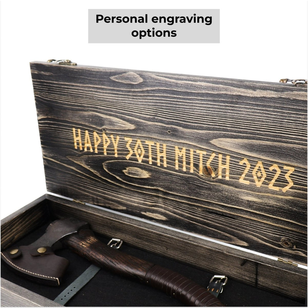 Runic wooden box for small axe